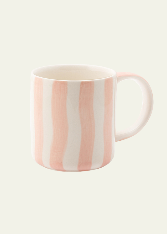 Hand-Painted Striped Mug in Rose Pink – Quinn Says